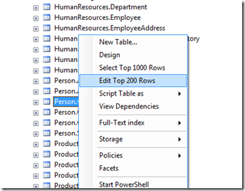 Using SSMS to change the Edit TOP Rows option
